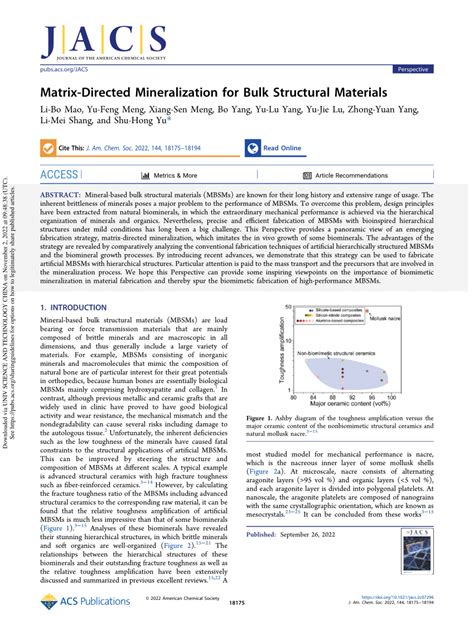 Pdf Matrix Directed Mineralization For Bulk Structural Materials