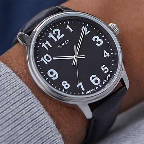 Timex Indiglo Black Dial Easy Reader Leather Band Men Watch Tw2v21400