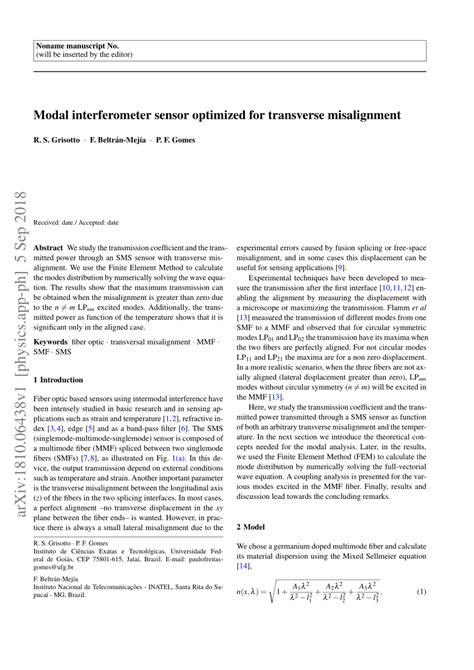 Pdf Modal Interferometer Sensor Optimized For Transverse Misalignment