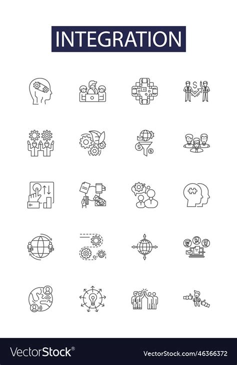 Integration Line Icons And Signs System Royalty Free Vector