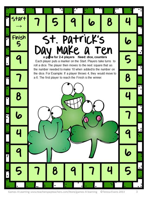 Fun Games 4 Learning St Patricks Day Math Freebies