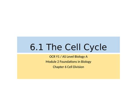 Ocr Cell Cycle And Its Control Teaching Resources