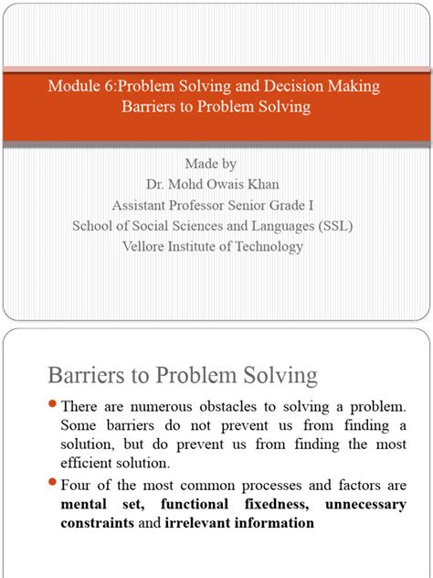 Module 6 Barriers To Problem Solving Pdf Cognitive Science Cognition