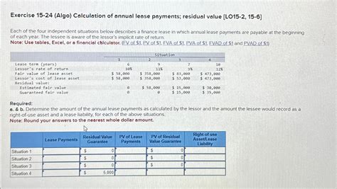 Solved Exercise 15 24 Algo ﻿calculation Of Annual Lease