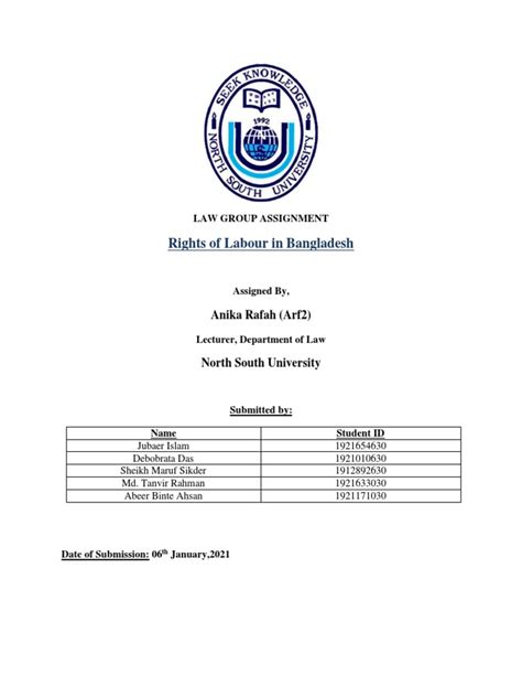 Law2004 Group Assignment Pdf Labour Economics Employment