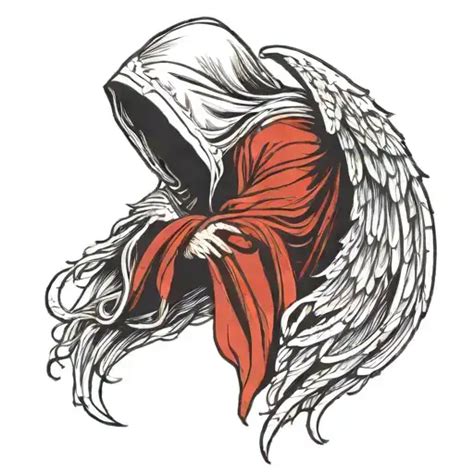 Neo Traditional Side Angle Angel With Hood And No Face Tattoo