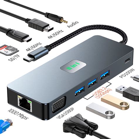 Usb C Hub Ethernet Multiport Adapter 11 In 1 Usb C Docking Station 4k