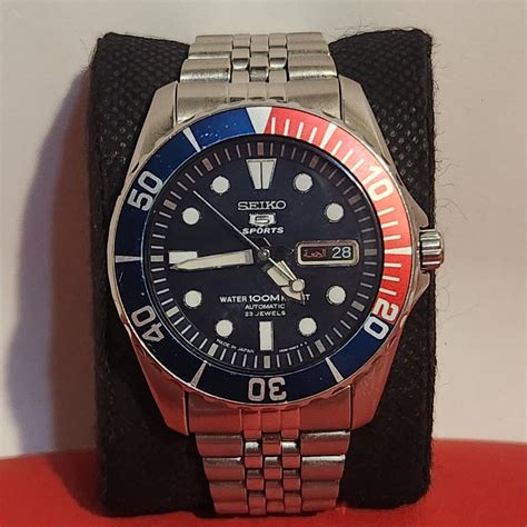 Seiko 5 Sports Pepsi Sea Urchin Automatic Mens Watch Snzf15k1 Mens