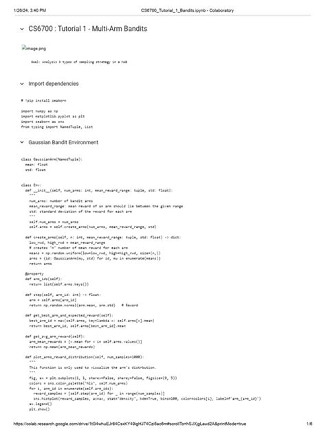 Cs6700 Tutorial 1 Bandits Ipynb Colaboratory Pdf