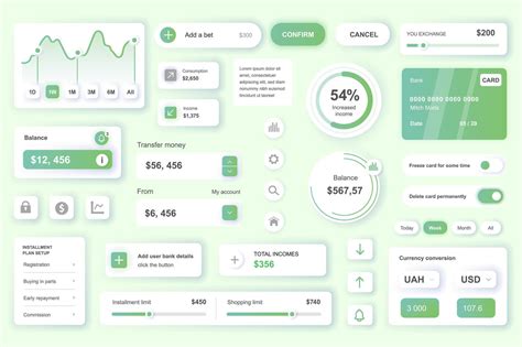 User Interface Elements Set For Banking Mobile App Or Web Kit Template