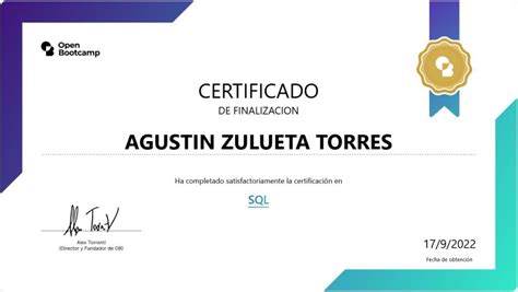 Agustin Zulueta Torres On Linkedin Sql Certificate