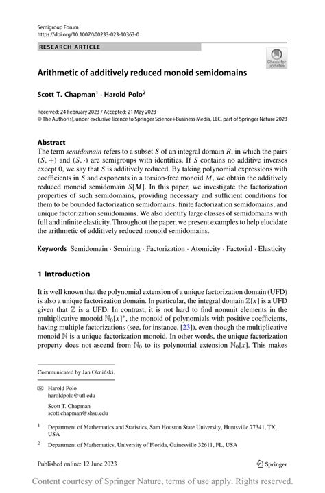 Arithmetic Of Additively Reduced Monoid Semidomains Request Pdf