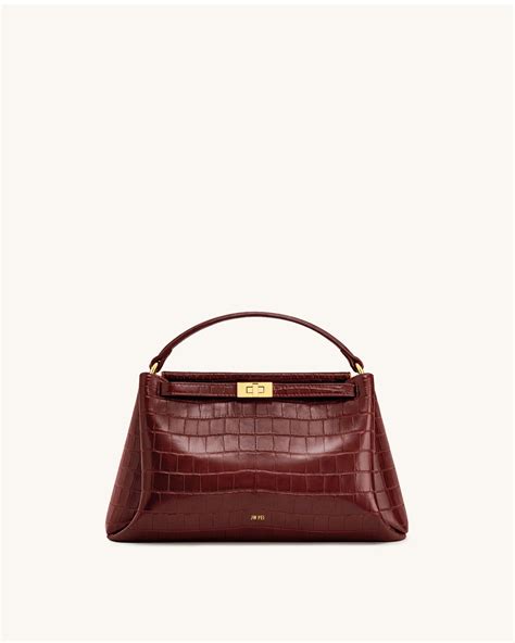 Carmen Top Handle Bag Burgundy Croc Jw Pei
