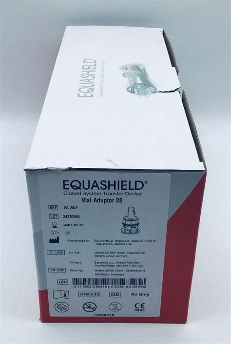 New Equashield Va 28 2 Closed System Transfer Device Vial Adaptor 28 Box Of 25 Disposables