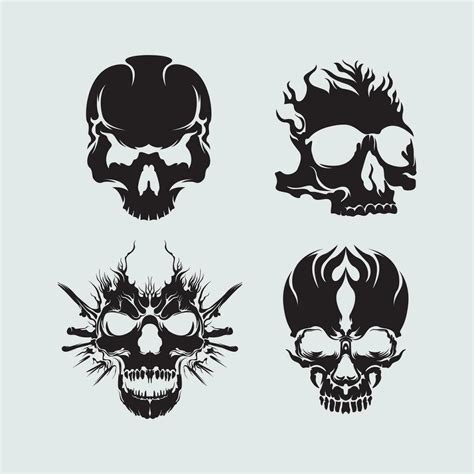 Skull Cyberpunk Collection Set Element Vector Game Futuristic Interface