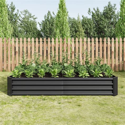 Dexmalle Metal Raised Rectangle Planter Beds For Plants 6×3×1ft In The