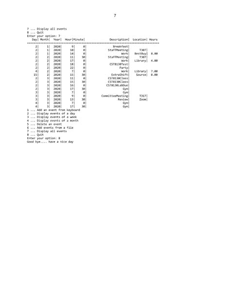 Assignment 1 Events Planner Using Arraylist