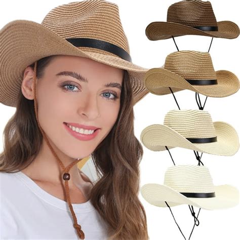 Awzxde Handwoven Unisex Cutout Denim Style Straw Hat Fashion Casual