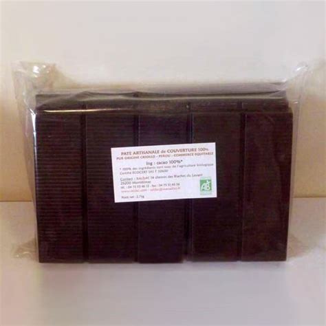 Masse De Cacao De Couverture 100 De Cacao Sans Sucre Bio Saldac