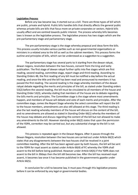 Legislative Process Legislaive Process Before Any Law Became Law It