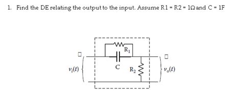 Solved 1 Find The DE Relating The Output To The Input Chegg Com