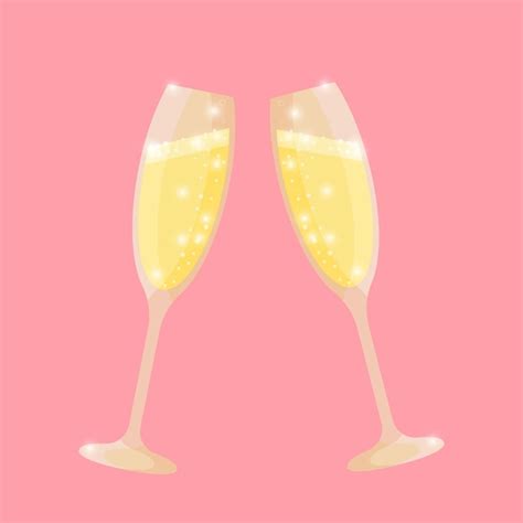 Premium Vector Two Glasses Of Champagne On A Pink Background