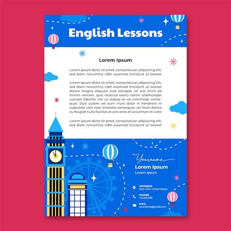 Free Vector Flat Design English Lessons Letter Template
