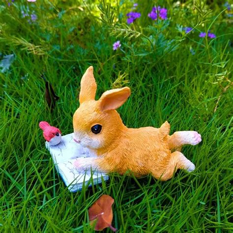 Badu Bg Градина Декорация на двор Малки зайци Четящи животни Декорации Прозоречни первази Бонсай