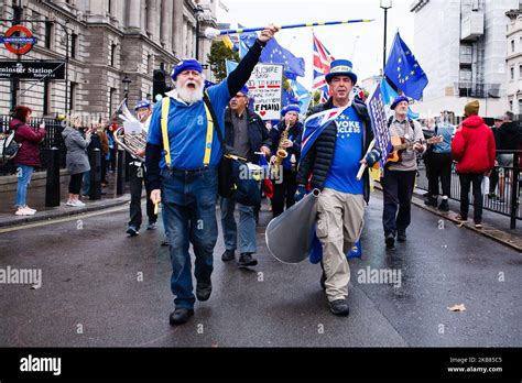 Pro Eu Demonstrator Steve Bray Right Joins A Group Of Anti Brexit