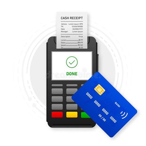 Payment By Credit Card Using Terminal Approved Payment Nfc Card Vector Illustration Stock