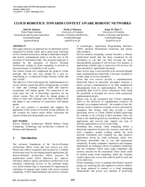 pdf cloud robotics towards context aware robotic networks