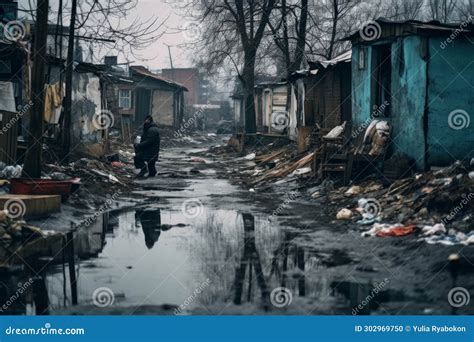 Distressed People Living In Poverty Background Generate Ai Stock