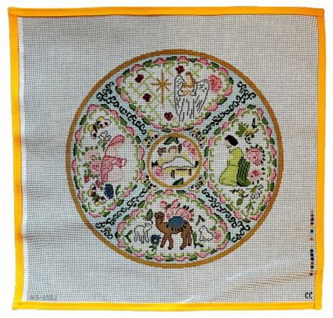 Nativity Round Needlepoint Canvas Summertide Stitchery