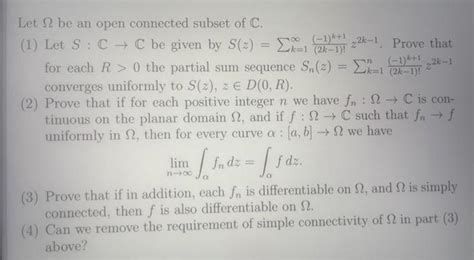 Solved Let Ω Be An Open Connected Subset Of C 1 Let Sc→c