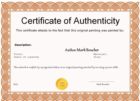 38 Best Certificate Of Authenticity Templates Word And Pdf Day To Day