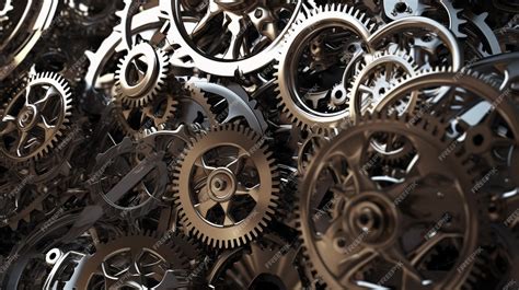 톱니바퀴 및 톱니바퀴 메커니즘 배경 산업 기계 기술 생성 Ai 프리미엄 사진