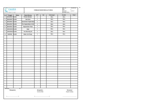 Fm Hr 043 Formulir Inventaris Alat Kerja Pdf