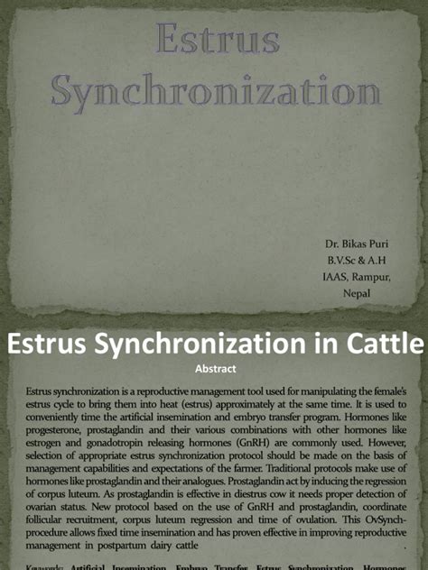 Estrus Synchronization In Cattle Ppt File Pdf Luteinizing Hormone Womens Health