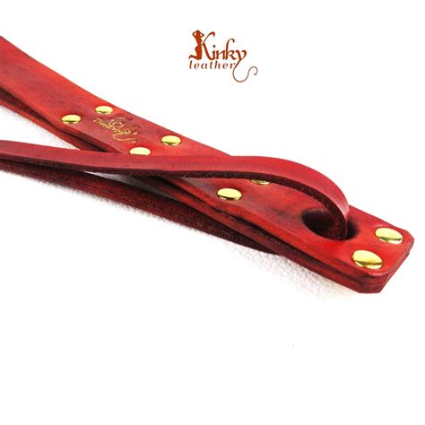 Bdsm Leather Slapper Orange Handmade Impact Toy Vegetable Tanned