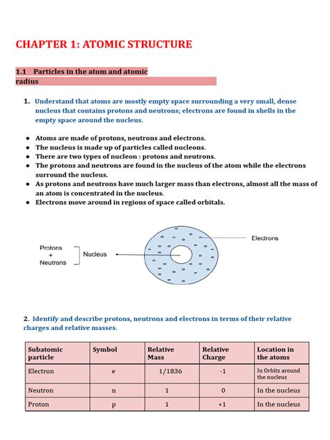 Chapter 1 Atomic Structure Pdf Atomic Nucleus Proton