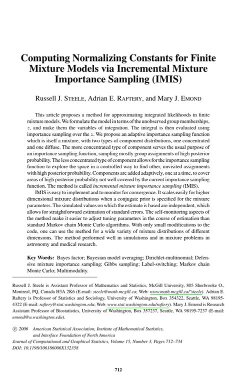 Pdf Computing Normalizing Constants For Finite Mixture Models Via Incremental Mixture