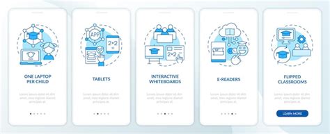 Premium Vector Ict Educational Applications Blue Onboarding Mobile App Screen