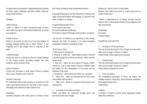 Art Appreciation Reviewer Art Appreciation Encompasses Comprehending