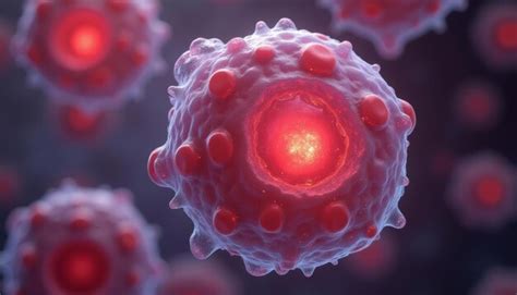 Vivid Red Fluorescent Cells In 3d Premium Ai Generated Image