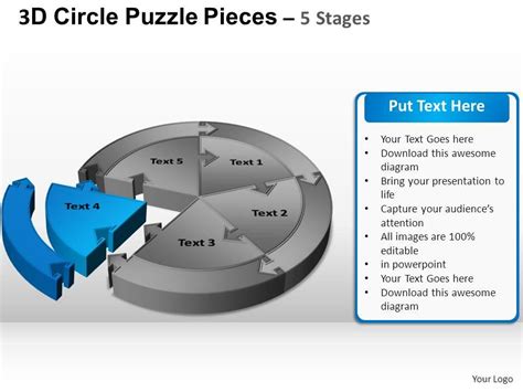 D Circle Puzzle Diagram Stages Slide Layout Ppt Templates PowerPoint Design Template
