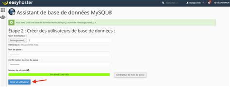 Comment créer une base de données MySQL via lassistant cPanel EasyHoster