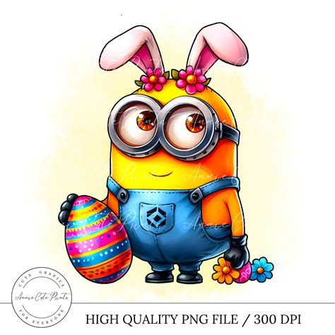 Cute Spring Time Minions Printable Clipart Png Watercolor Easter Style
