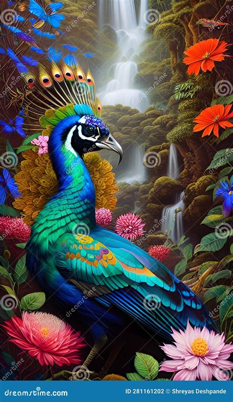 A Beautiful Peackock Stock Illustration Illustration Of Jungle 281161202