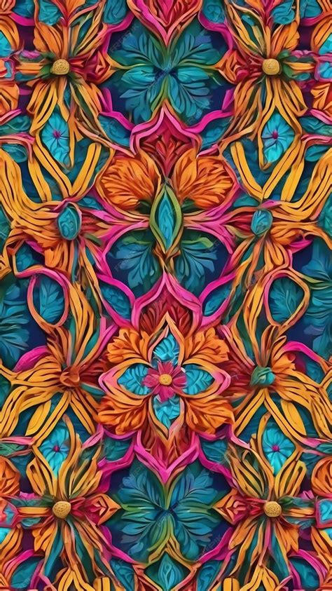 Premium Photo Seamless Tileable Decorative Pattern With Symmetrical