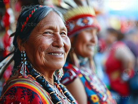 Ai Generated Smiling Native Indigenous People Of Canada Dressed In